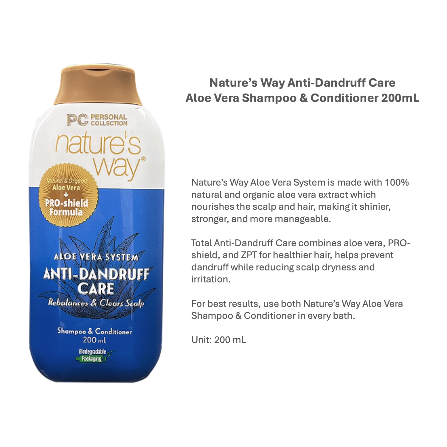 Nature’s Way Anti-Dandruff Care Aloe Vera Shampoo & Conditioner 180mL ...