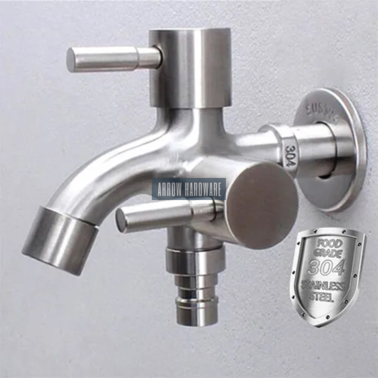 SUS304 Stainless Steel Faucet Two Way valve Faucet 1 in 2 out Head ...