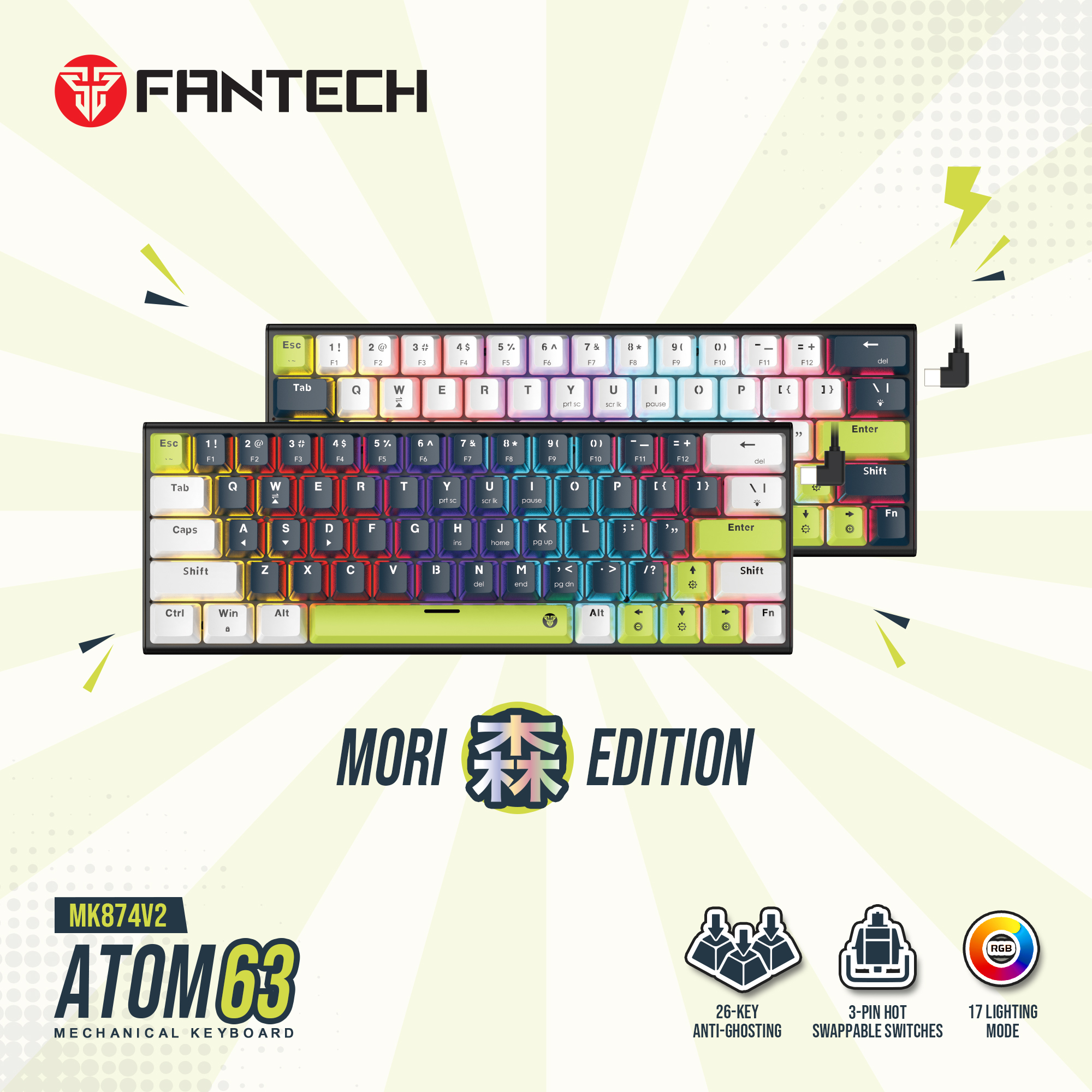 Fantech Atom63 | Atom87S | Atom104S MORI Edition RGB Mechanical ...
