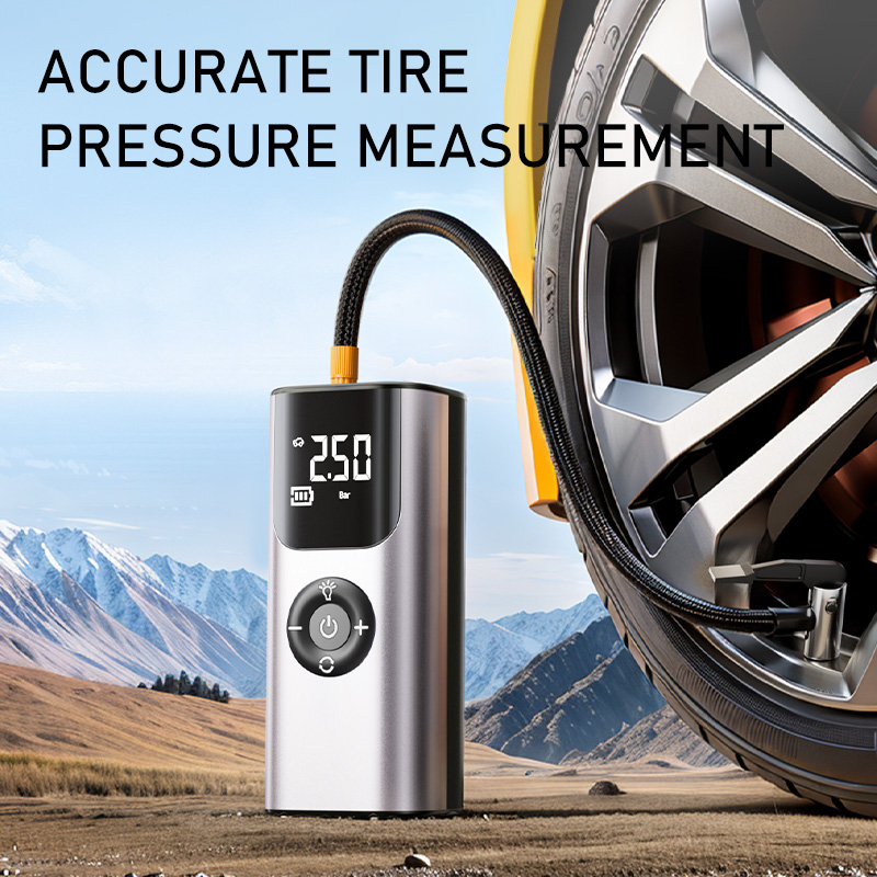 QS002 Multifunction Smart Inflate Air Tire Compressor w/ Tire Pressure ...