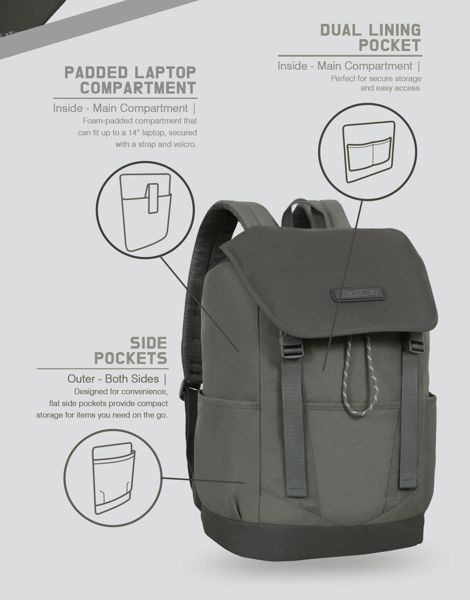 Hawk 5962 MEDIUM Monoflap Backpack | Shopee Philippines