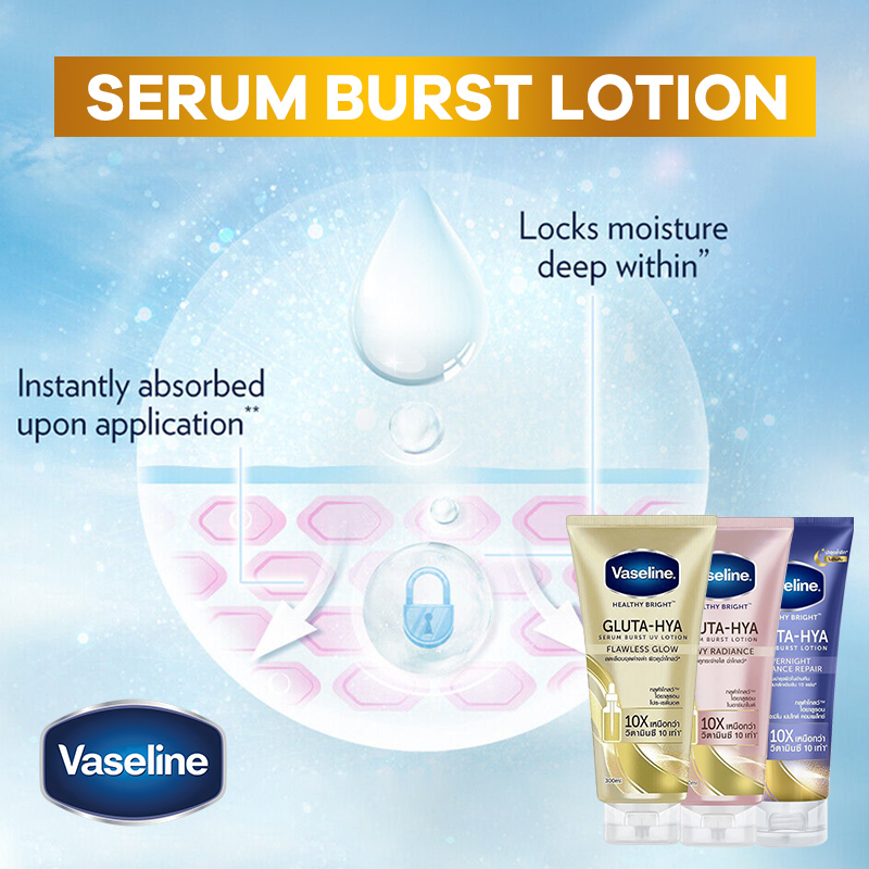 Vaseline Gluta Hya Serum Burst Lotion Flawless Bright 330ml | Shopee ...