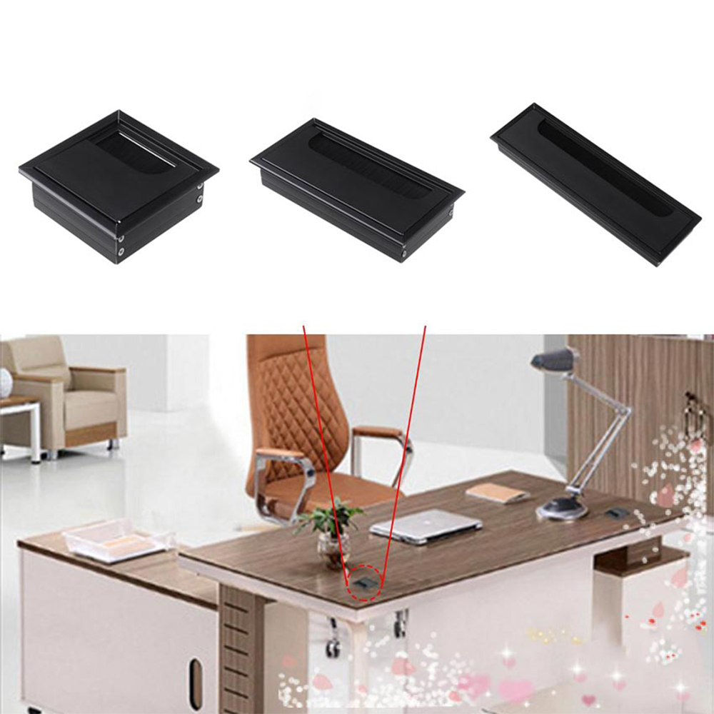 3 Sizes Aluminum Rectangle Table Grommet Wire Cable Holder Grommet Hole ...