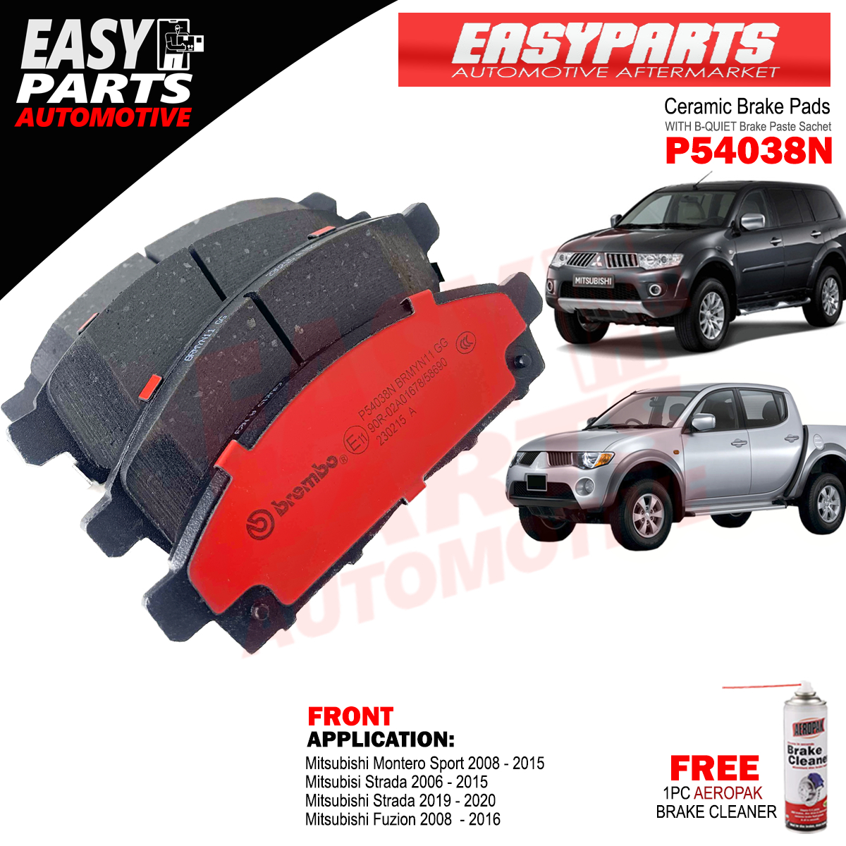 Brembo Brake Pads P54038N Mit. Montero '06-15, Strada '06-17, Fuzion ...