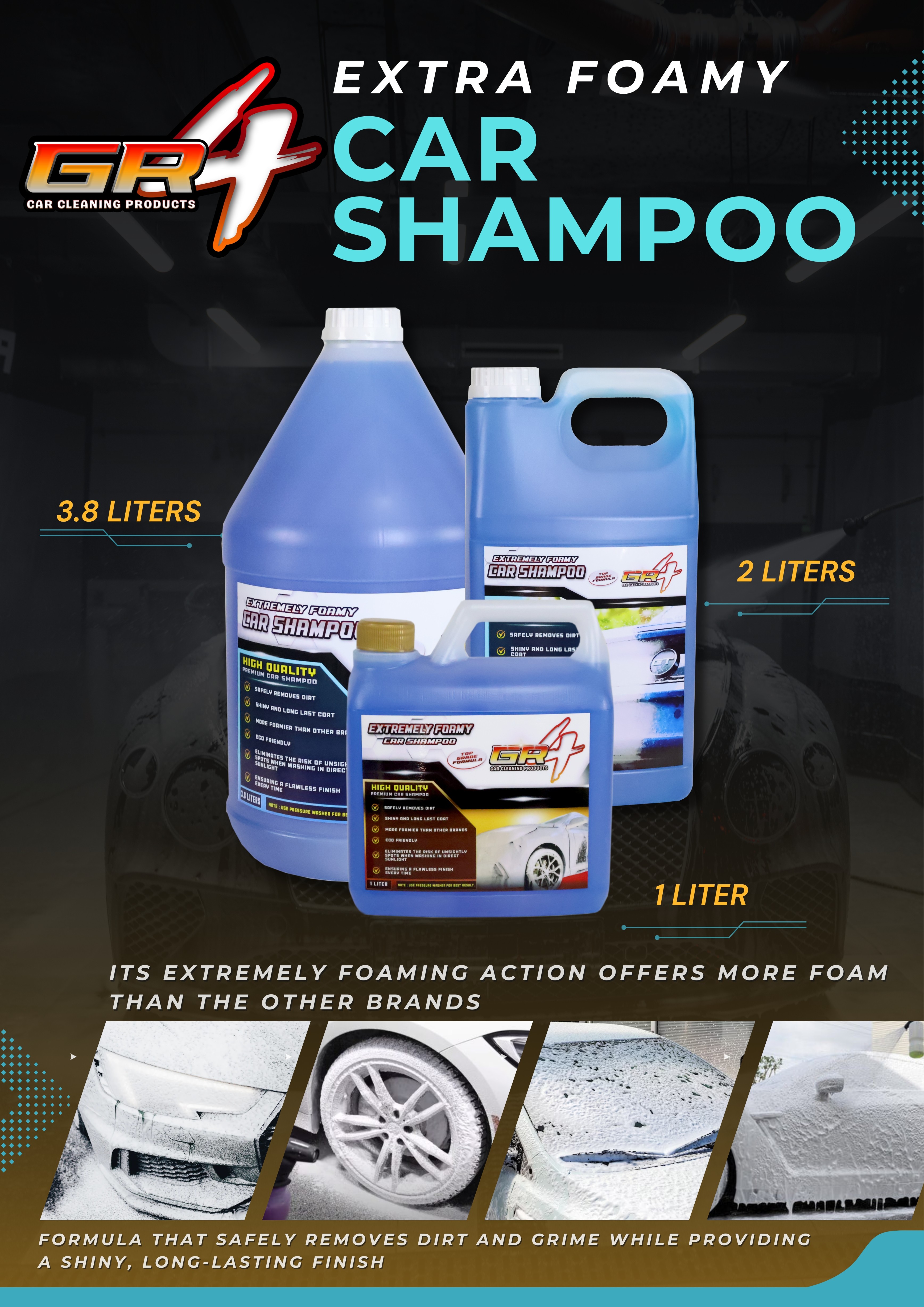 Extremely Foamy Car Shampoo with Carnauba Wax 1 Liter - Shampoo with ...