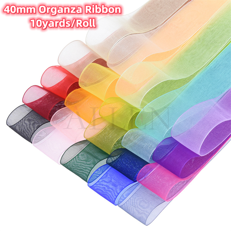 10/50yards per roll 40mm Chiffon Organza Ribbon Wholesale Gift Wrapping ...