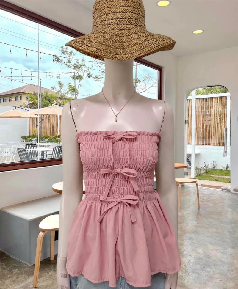 GN Coquette Ribbon Maloi Cutesy Top Trendy Cotton Linen Collection ...