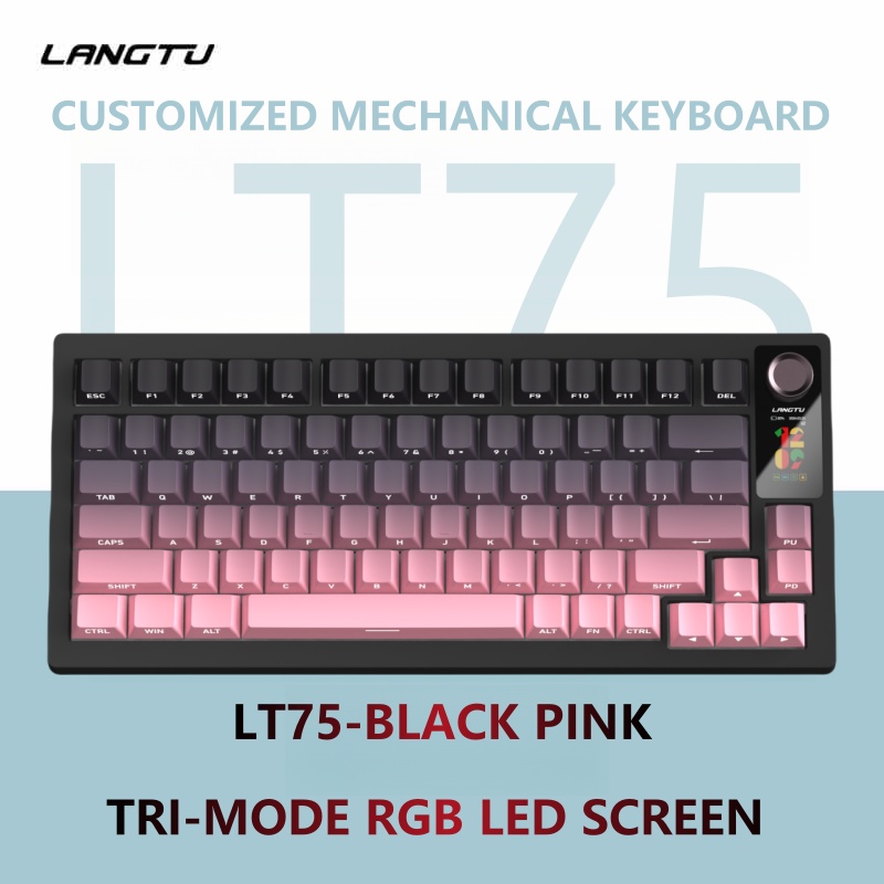 Langtu LT75 Gasket 7 Layers Fill RGB Hotswappale Tri-Mode 75% 80 Keys ...