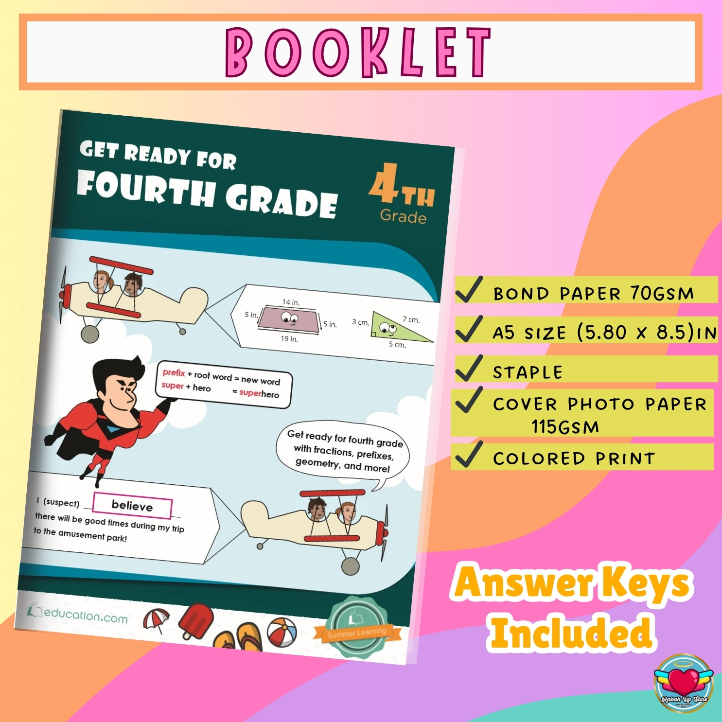 GRADE 4 (MATH) Activity Workbook Worksheet Homeschool Learning ...