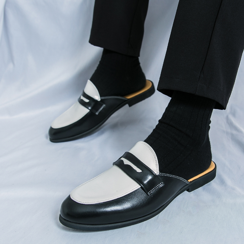New Large Size Black and White Color Block Loafers Fashiona for Men and ...