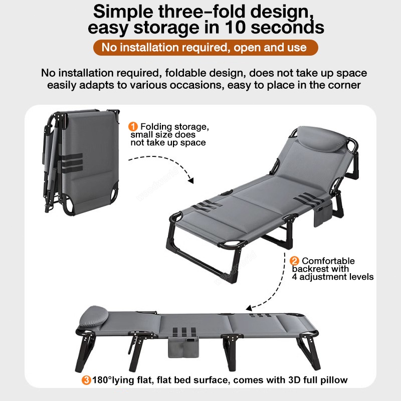 Folding Bed folding chair with cushion Portable bed with foam ...