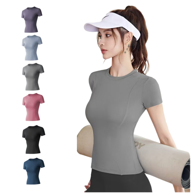 Yoga Workout Gym Clothes Dri fit Shirt Women Breathable Sports Exercise ...
