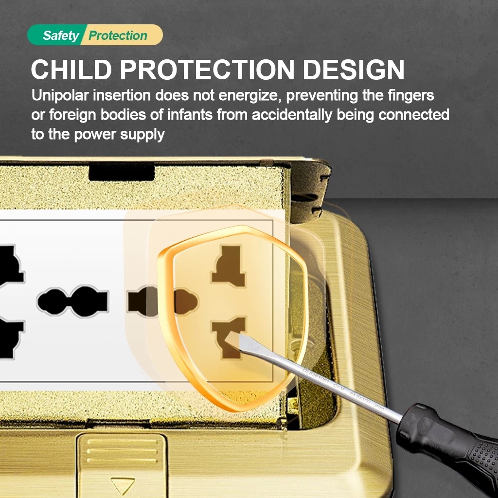 Universal 250V Floor Ground Outlet Power Sockets 6 Prong Receptacle for ...