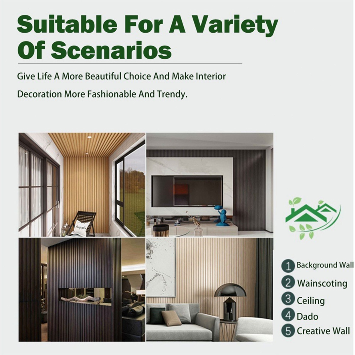 10PCS Solid Wood Panel PVC Board Wallpaper Fluted Wall Panel Sticker ...