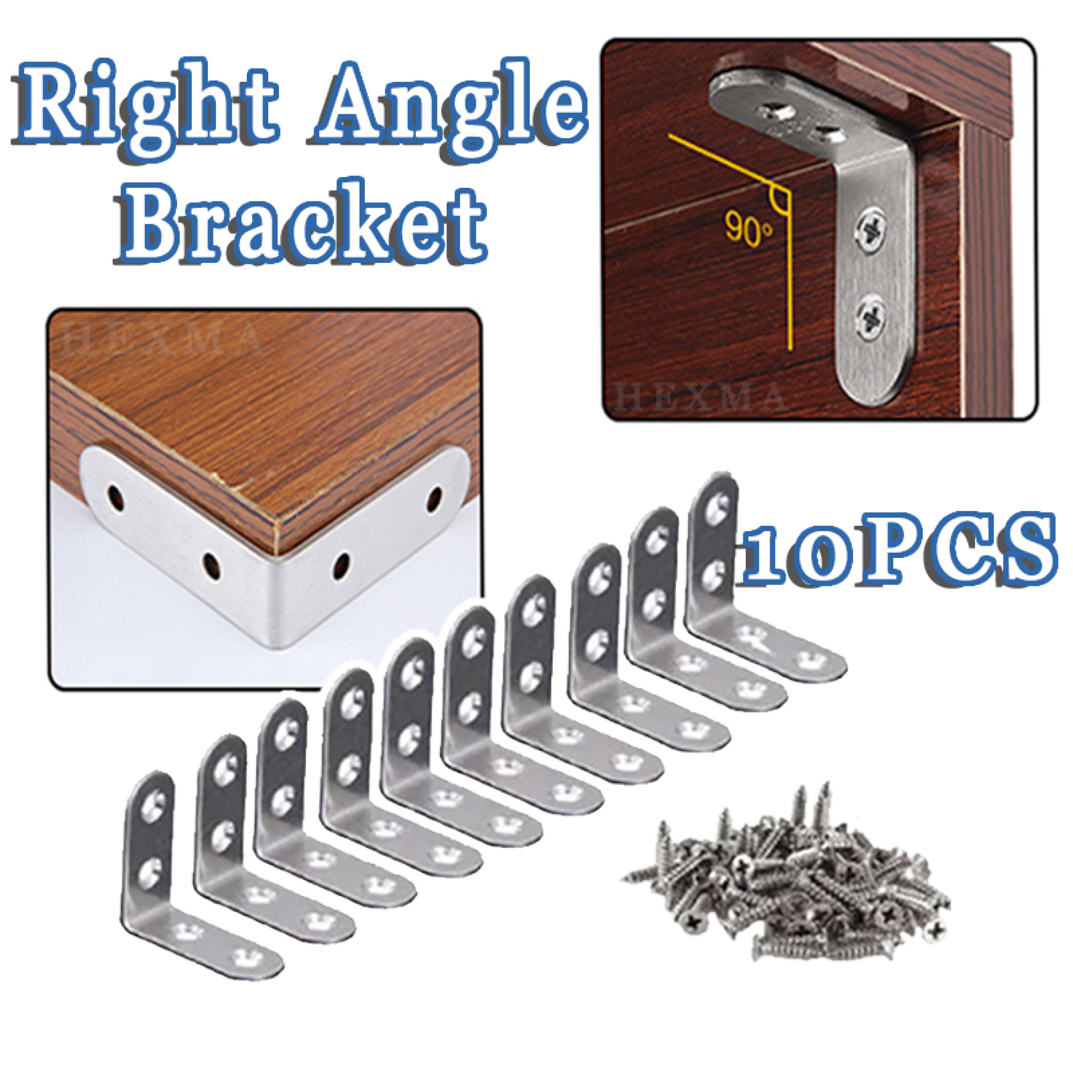 10pcs Right Angle L Bracket Brace Set with Screws forShelves Furniture ...