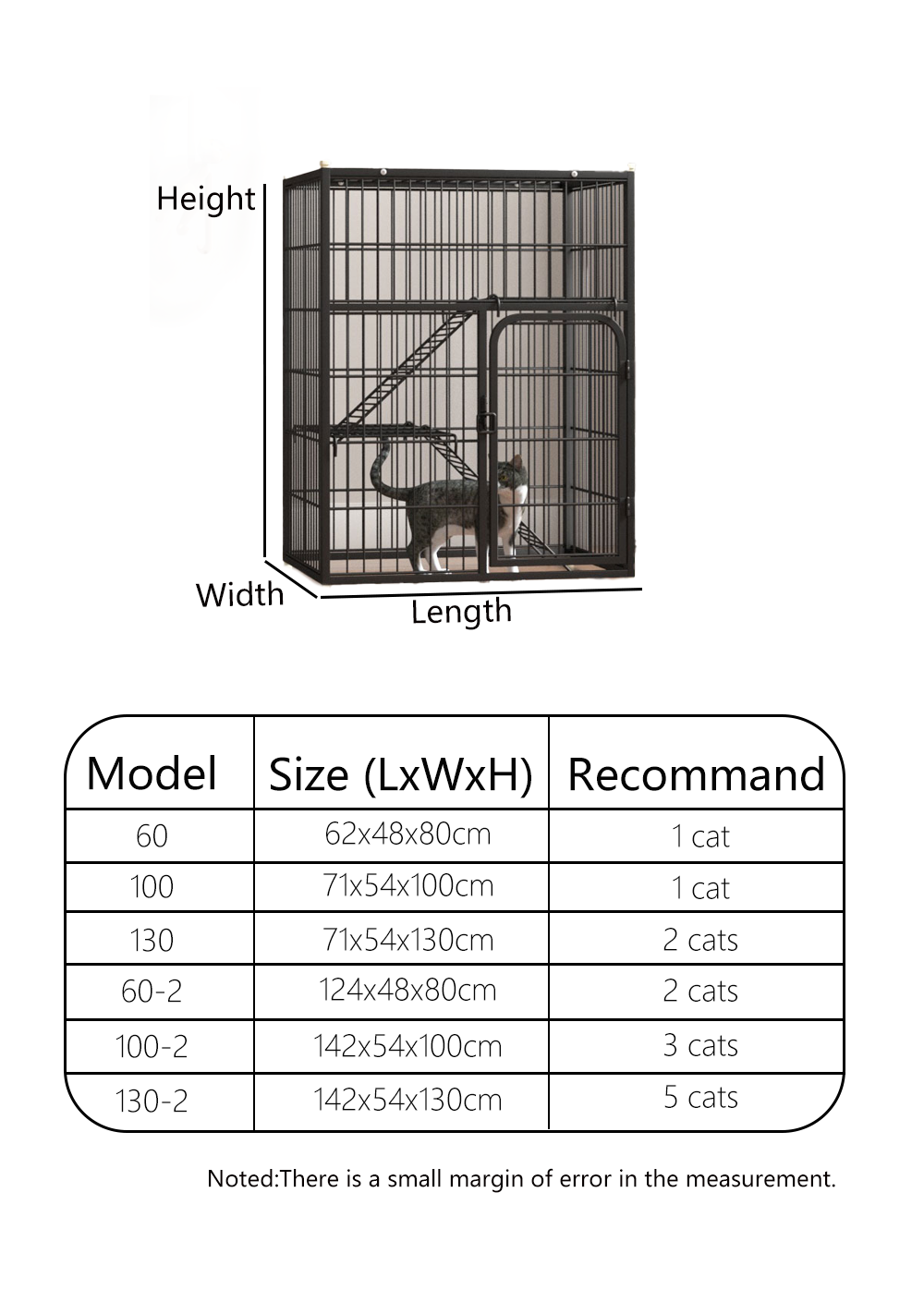 【12 Ship】Cat Cage 3/4 Layer Large Space Cage for Cat Big Platform Black ...
