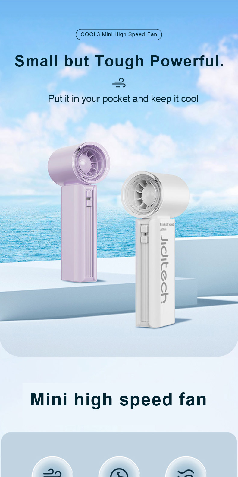 Jiditech Mini Portable Turbo Fan Jet Fan Mini Fan Handheld Fans With 5 ...