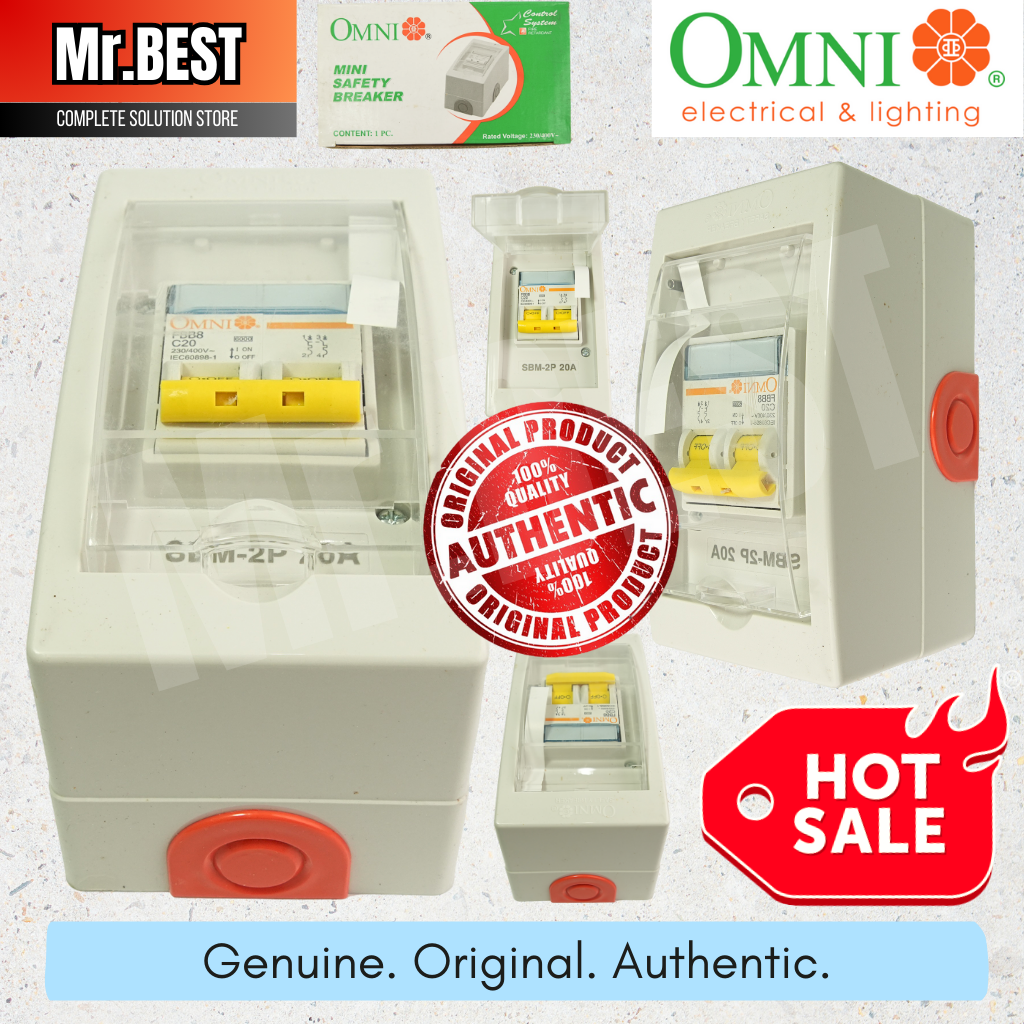 OMNI SBMS-2P-20A Mini Safety Breaker With Universal Socket & SBM-2P-20A Without Socket | 2P 20A ...
