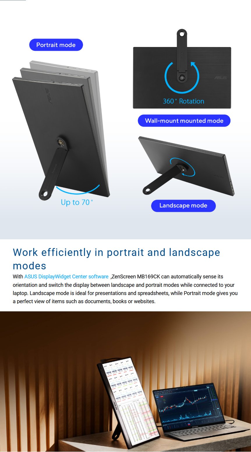 Asus ZenScreen MB169CK 16" Full HD IPS Technology 5ms 60Hz Blue Light ...