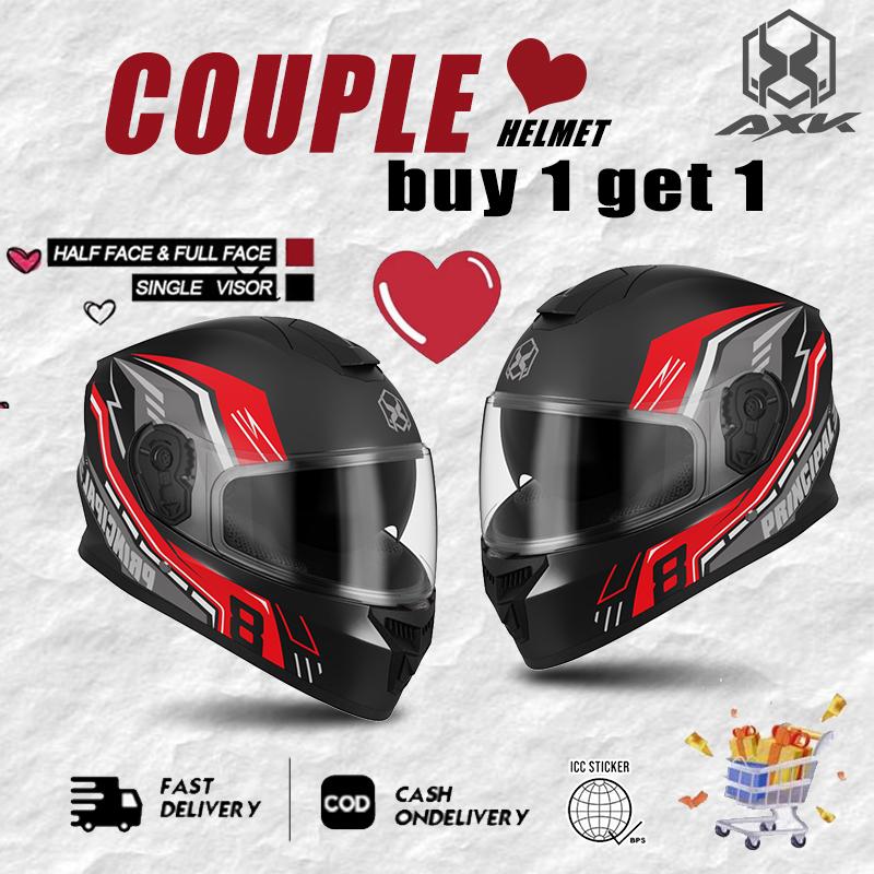 AXK/AKA Motorcycle Helmet Couple Buy 1 Take 1 Couple Helmet Full Face With ICC Sticker | Shopee ...