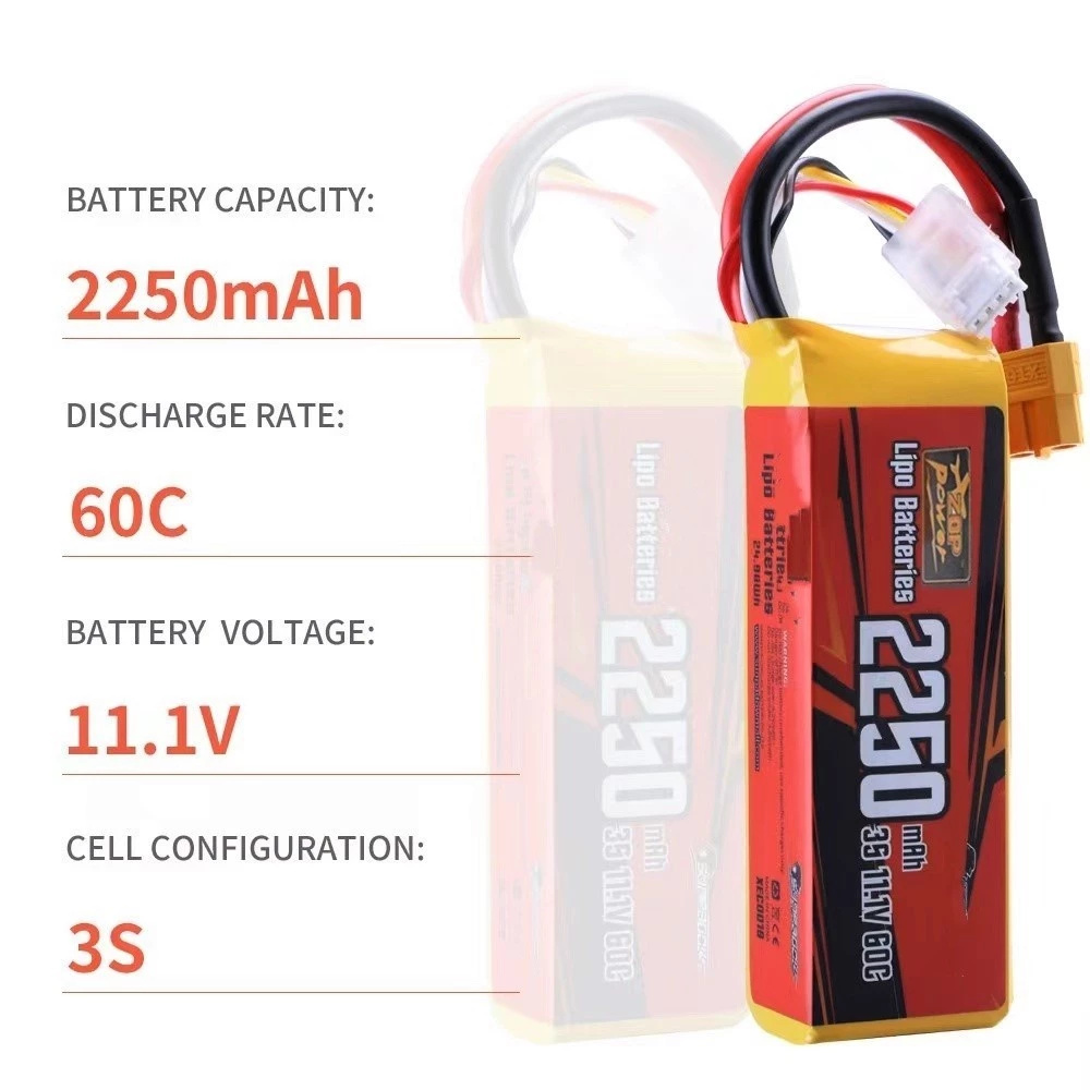 TTSM Drone Lipo Battery 3S 11.1V 2250 mAh 60C RC Battery Car Truck Li-Po Lithium Polymer with ...