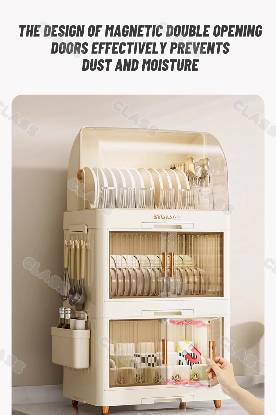 UPSEN Dish Rack Bowl Rack With Kitchen Dish Cabinet Drain Organizer ...