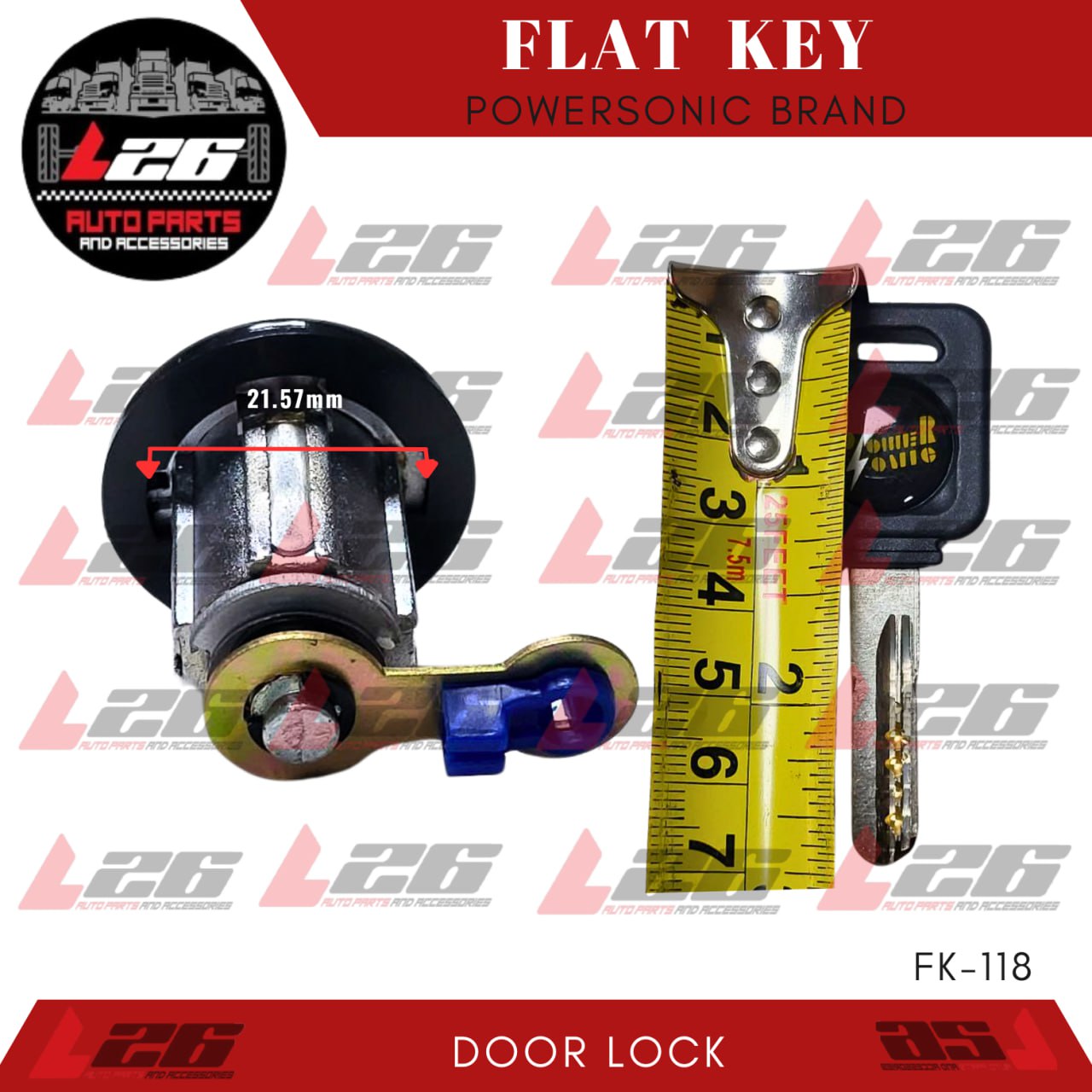 Universal Car Door Lock Powersonic Heavy Duty Round Shape Key Flat ...