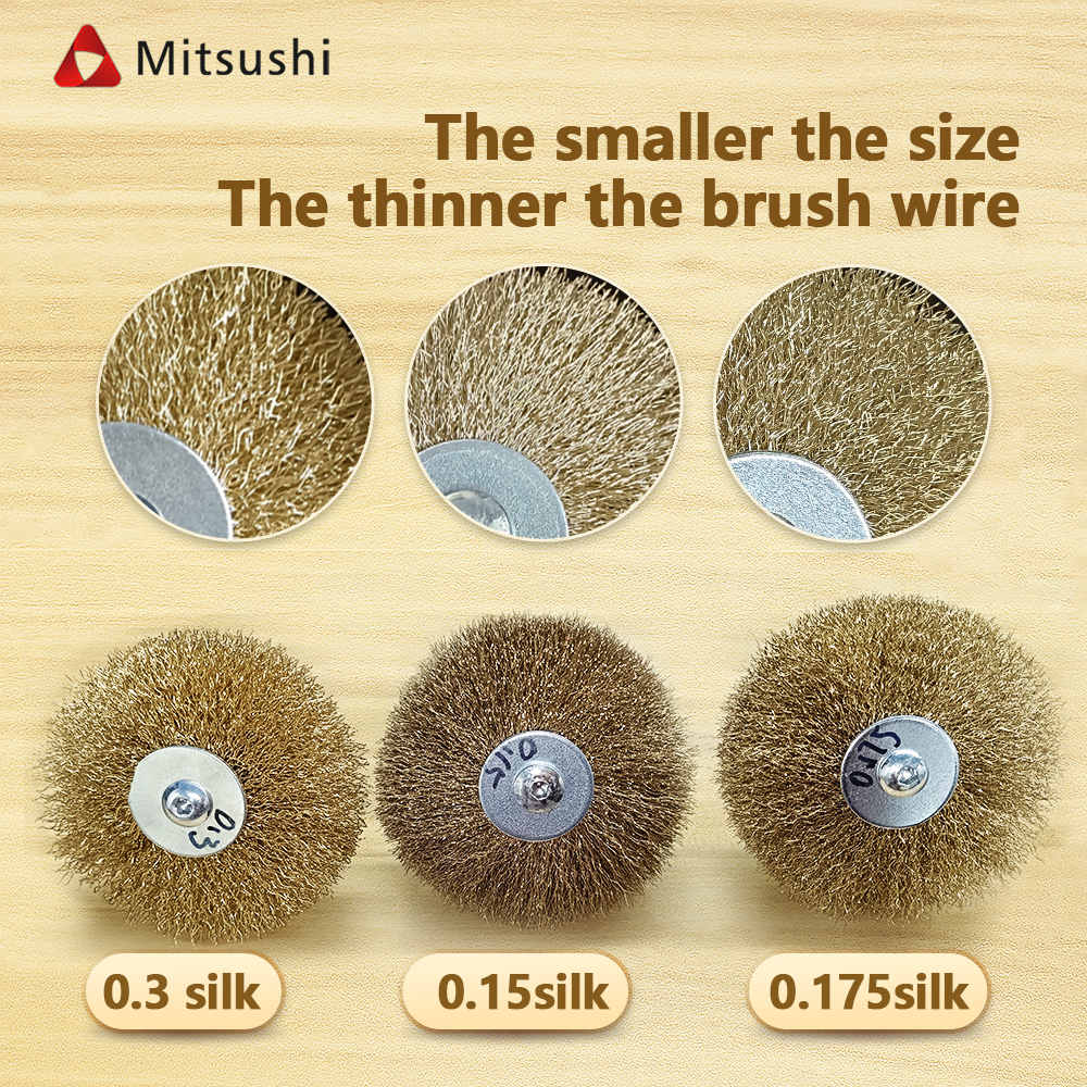 Mitsushi carbon steel brush yarn brush set coarse curled abrasive brass ...
