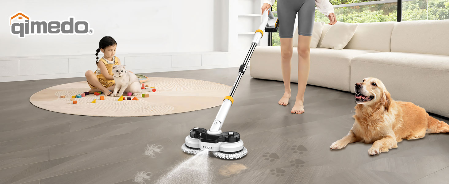 Qimedo Cordless Electric Mop Floor Scrubber Machine Rotating Mop for ...