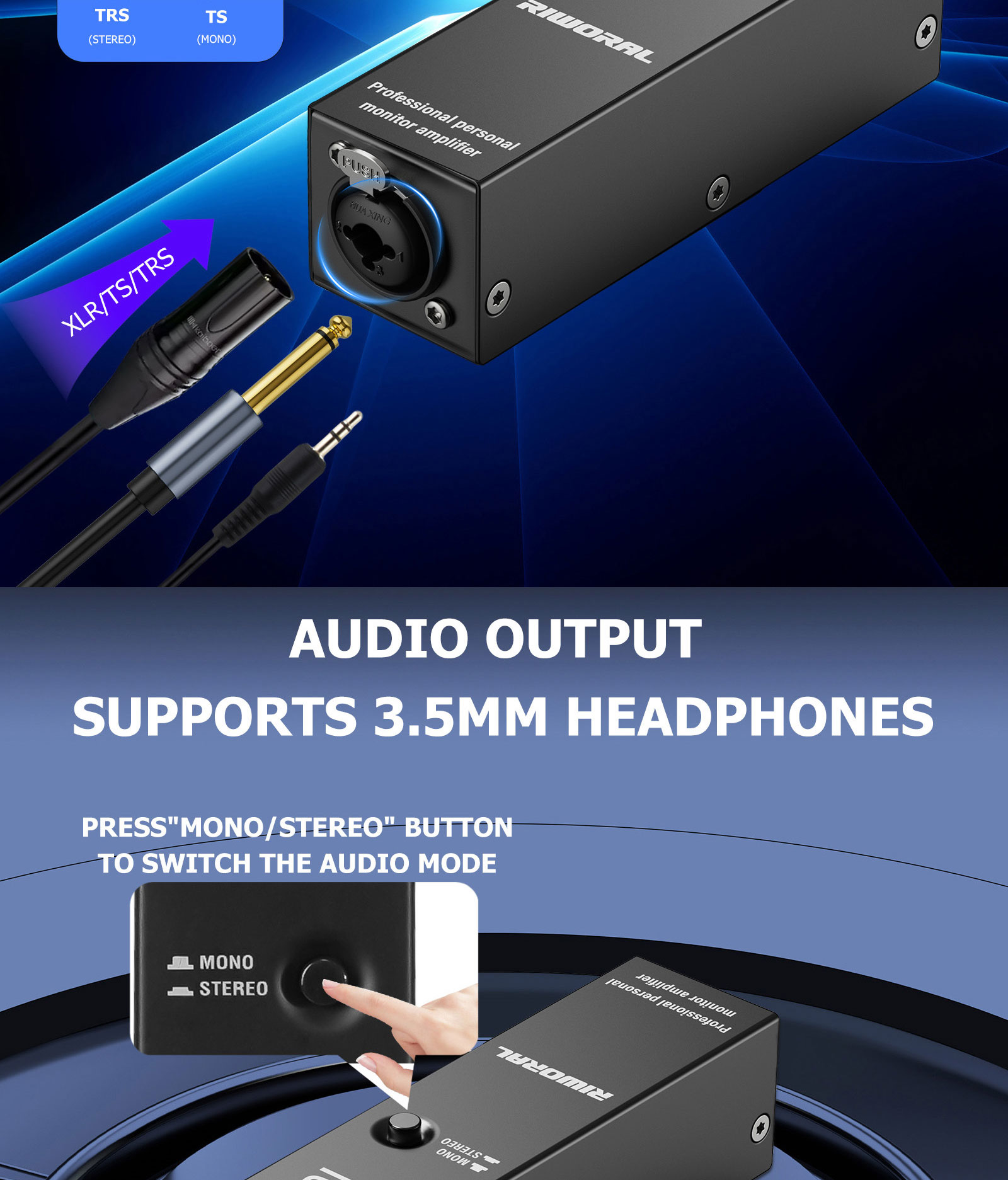 Headphone Amplifier Stereo Headphone XLR/TRS Input 3.5mm Output Audio ...
