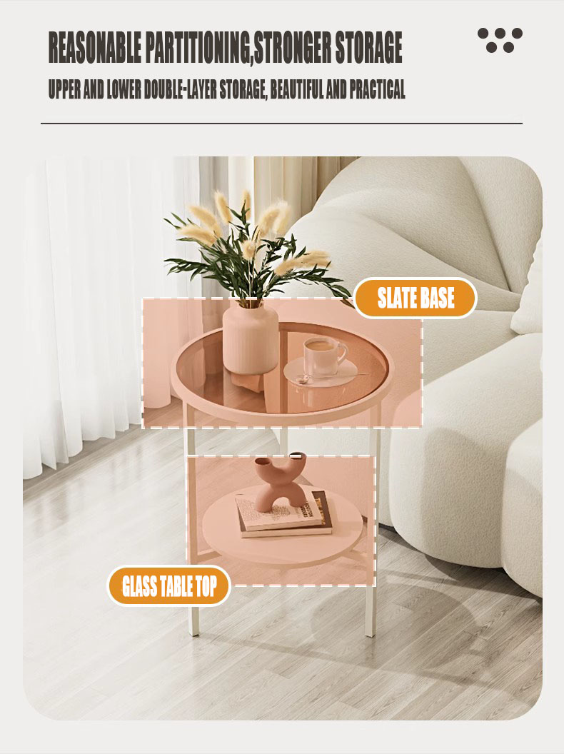 Living room sofa side table duplex side table tempered glass coffee ...