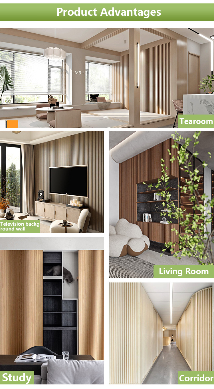 3D WPC Fluted Panels Wood Wallpaper Sticker Waterproof Grille Design ...