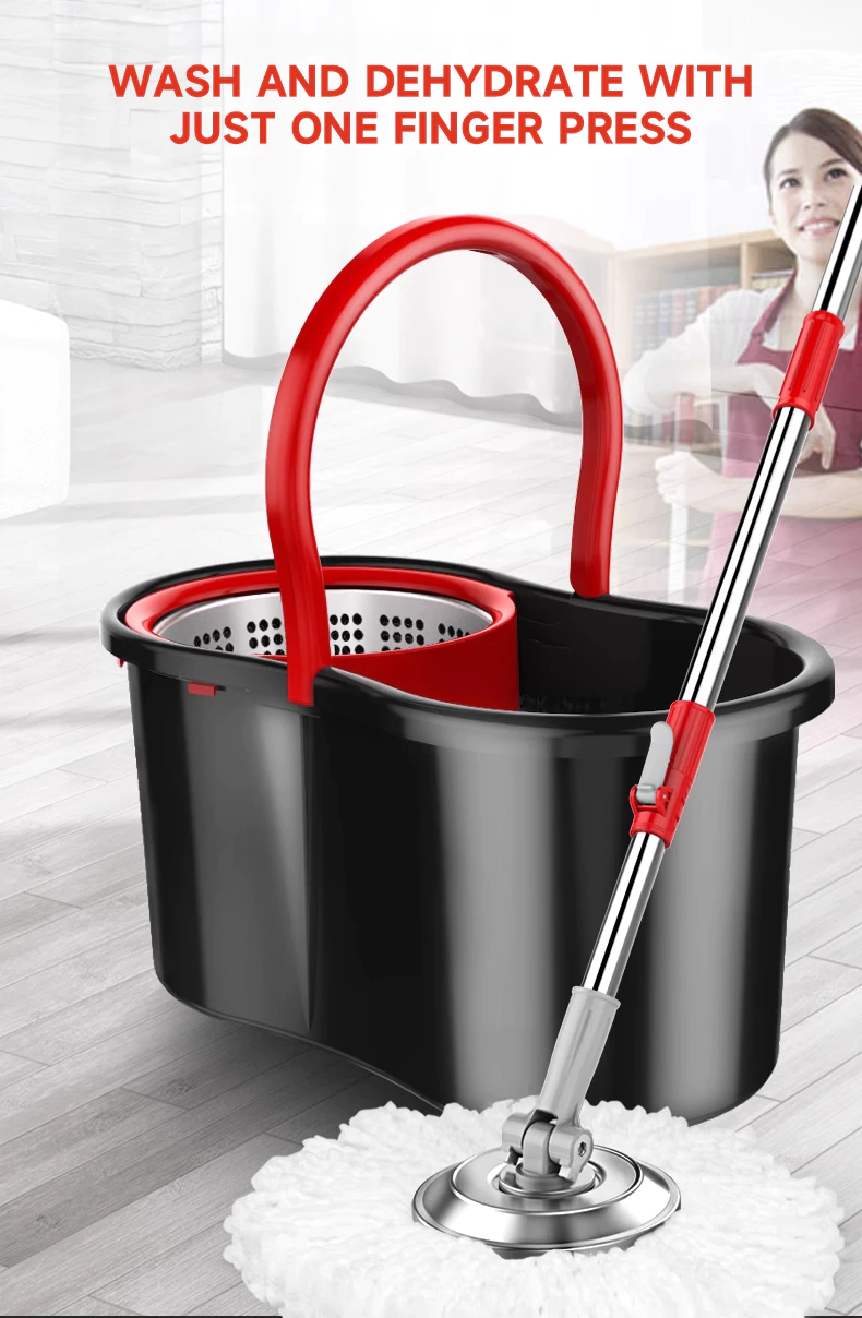 Vivid Upgraded Mop With Spinner andBucket Complete Set Stainless ...