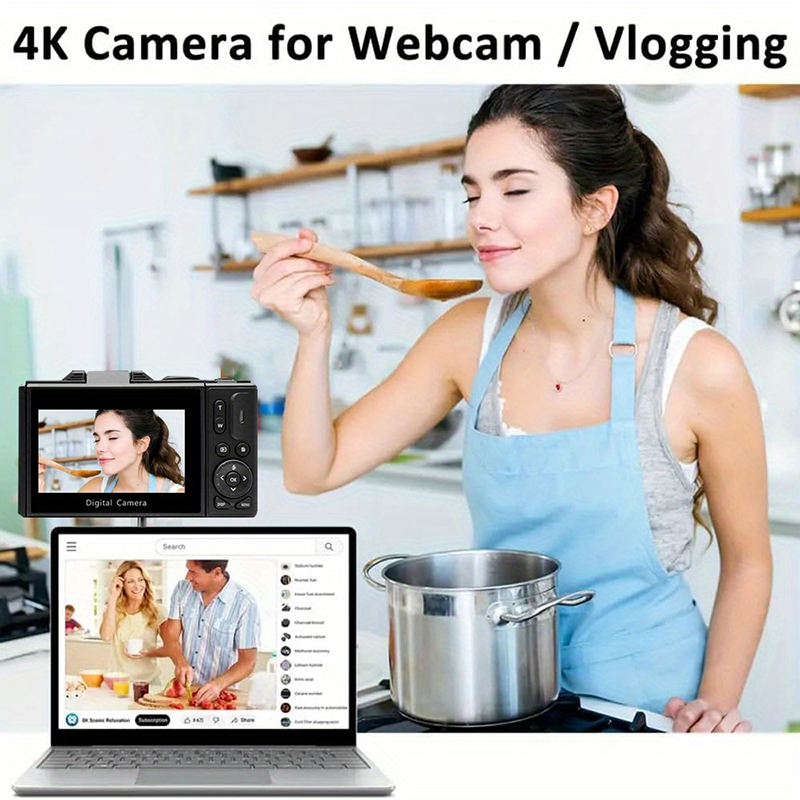 4K Digital Photography Camera CCD 8X Zoom 4800W Pixels AF Autofocus Vlog Video Recorder 180 ...