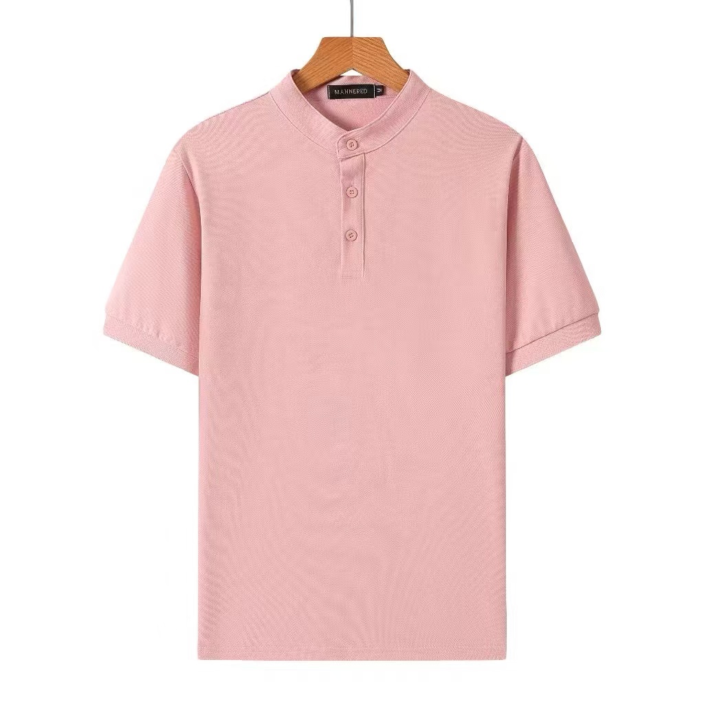 Mannered by HUILISHI Premium Chinese Collar Polo Shirts for Men Plain ...