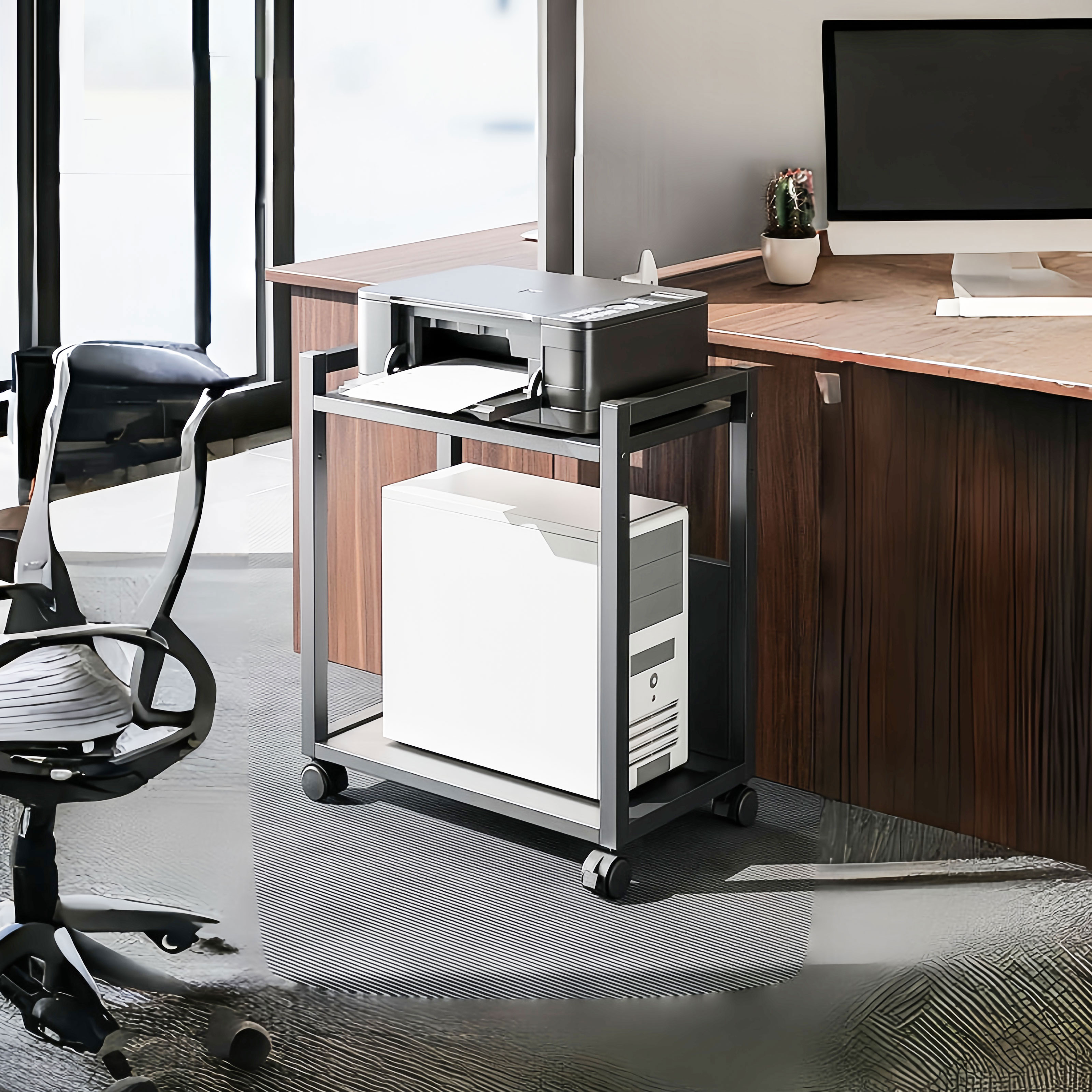 DOLPHIN BAY Mobile printer rack with wheels, office stand, bookshelf ...
