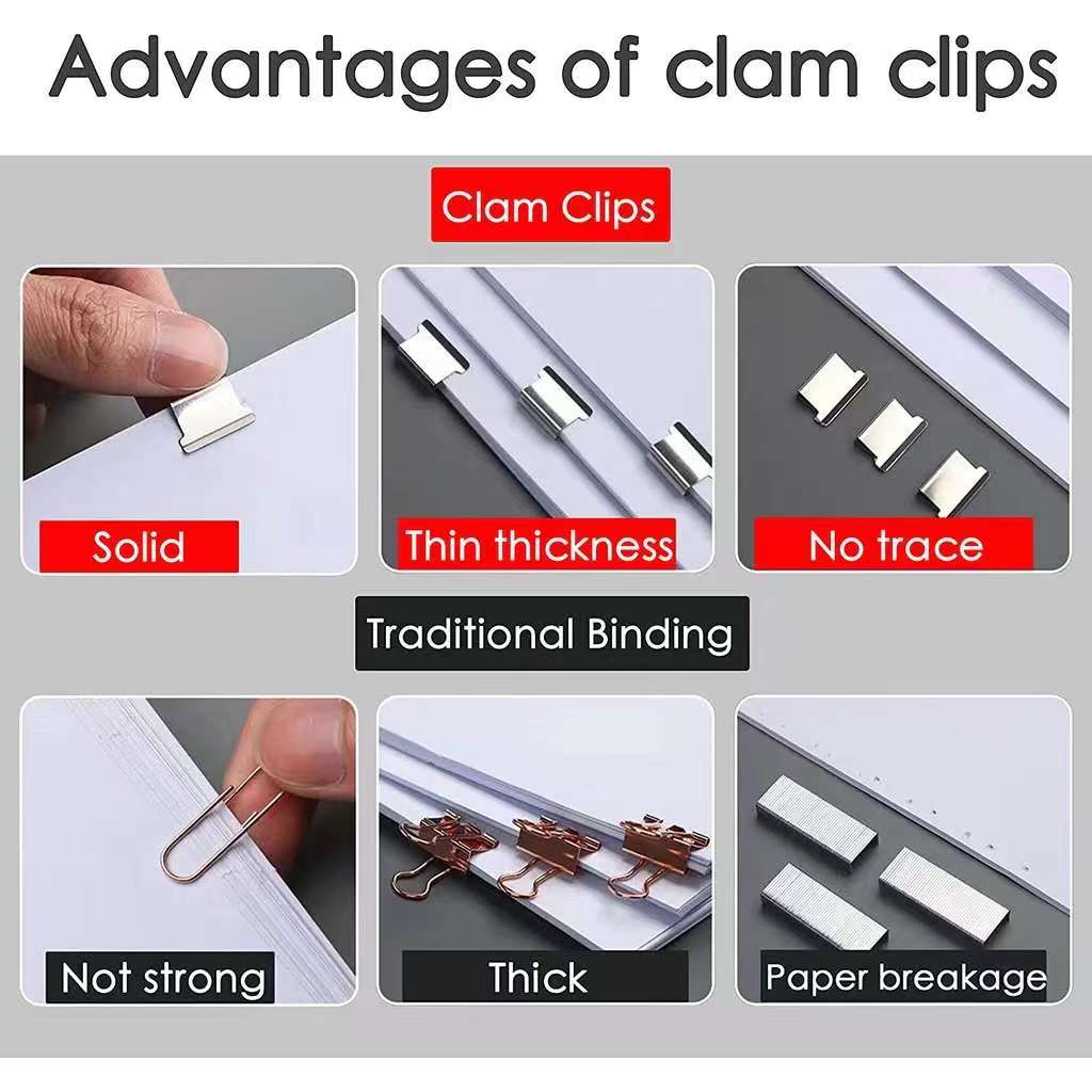 Eco-Friendly Push-Clamp Stapler Reusable Paper Binder Folder, Portable ...