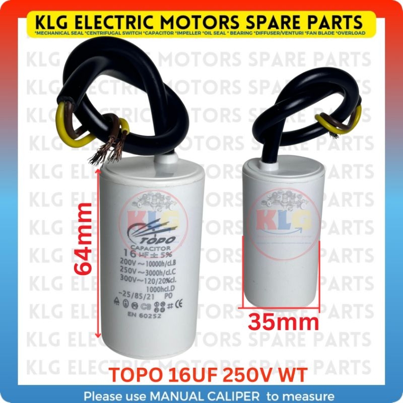 Topo Run cap 16uf 20uf 25uf 30uf 40uf 45uf 50uf 250v water pump parts ...