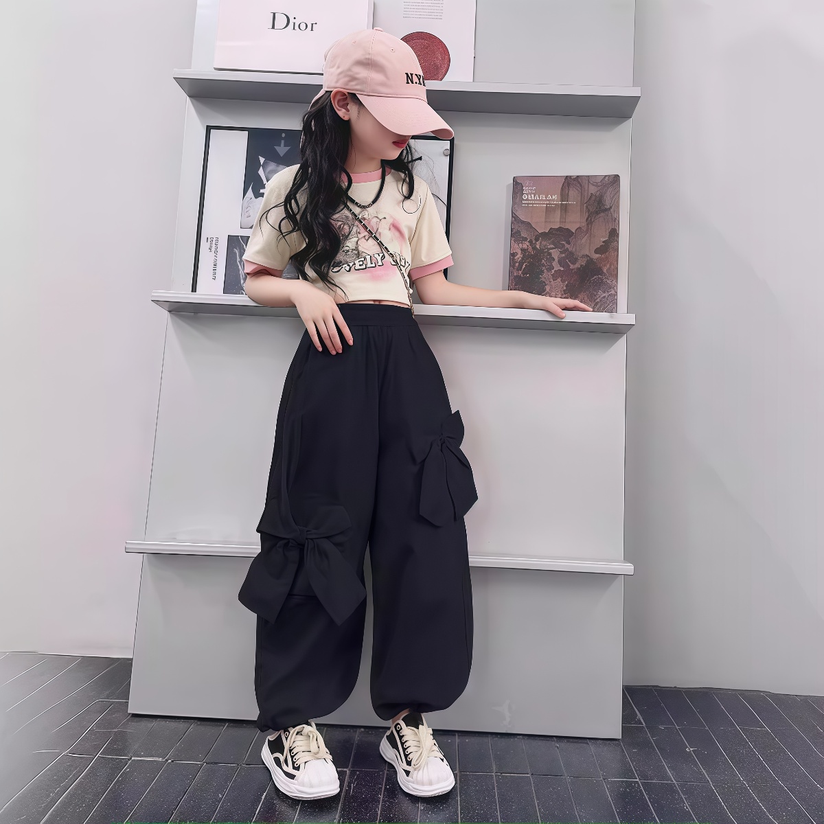 Beryl Kids Girls Suits Summer Fashion Cute Cat Short-sleeves Cargo ...