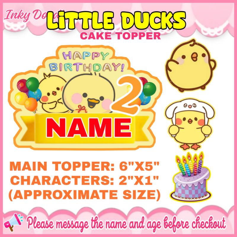 Little Ducks cake topper / PRINTED/WATERPROOF/ Customized with NAME AND ...