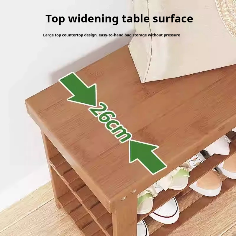 70/100CM 2 Layer Bamboo Shoe Stool Cabinet Shoe Rack Stool Storage ...