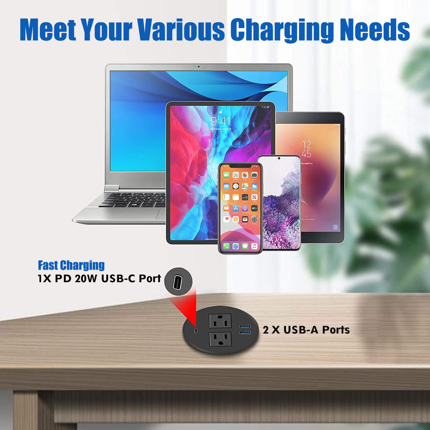 Hidden Socket Embedded Desk Power Grommet Extension Cord With USB 1 ...