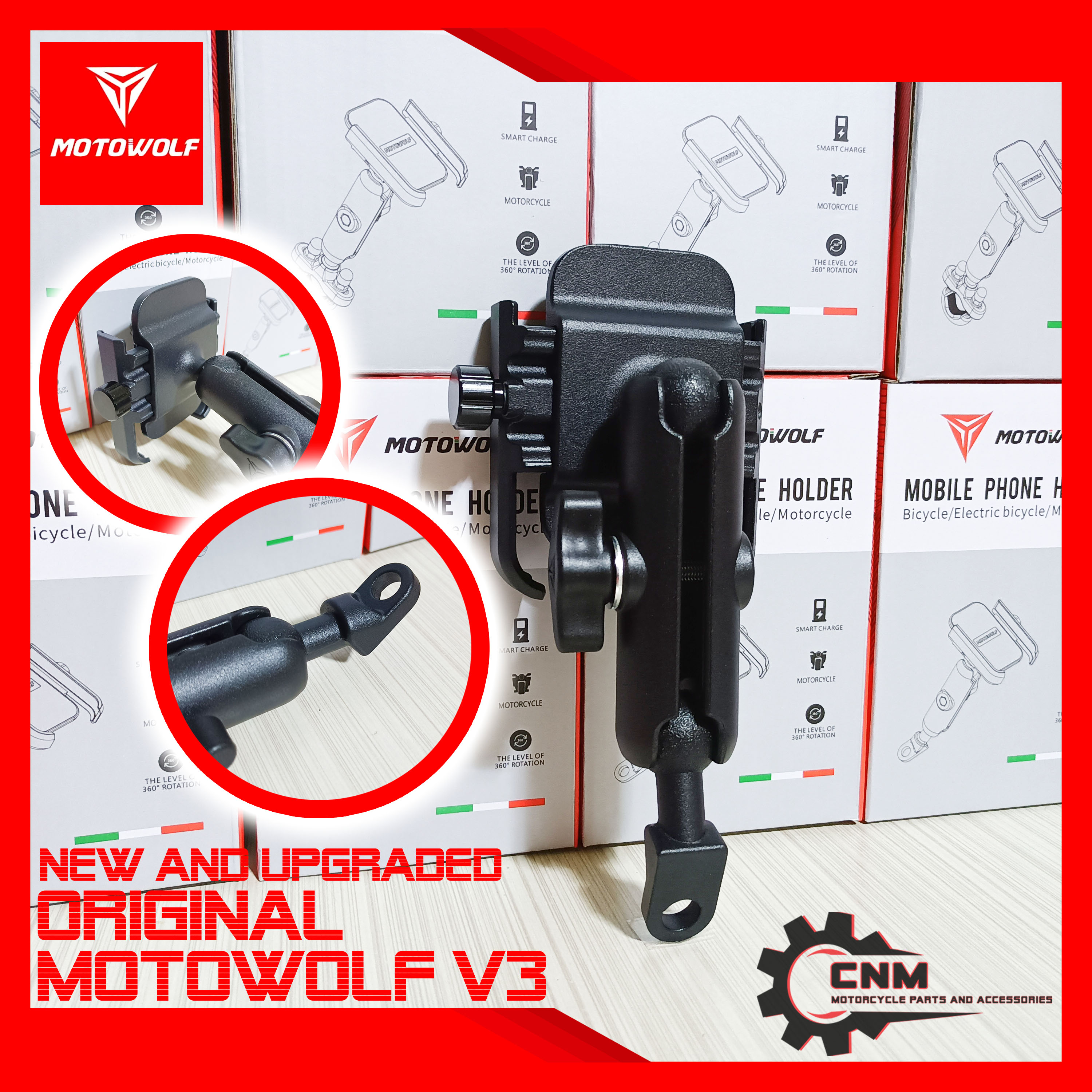 ORIGINAL MOTOWOLF CP HOLDER V3 360 Degree Rotation Aluminum Alloy ...