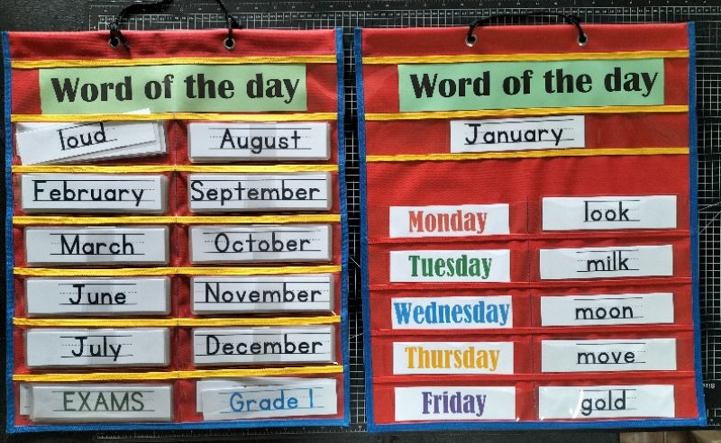 A word a day chart. Grade 1. medium charts 2 pcs. sizes 21 inches by 18 ...