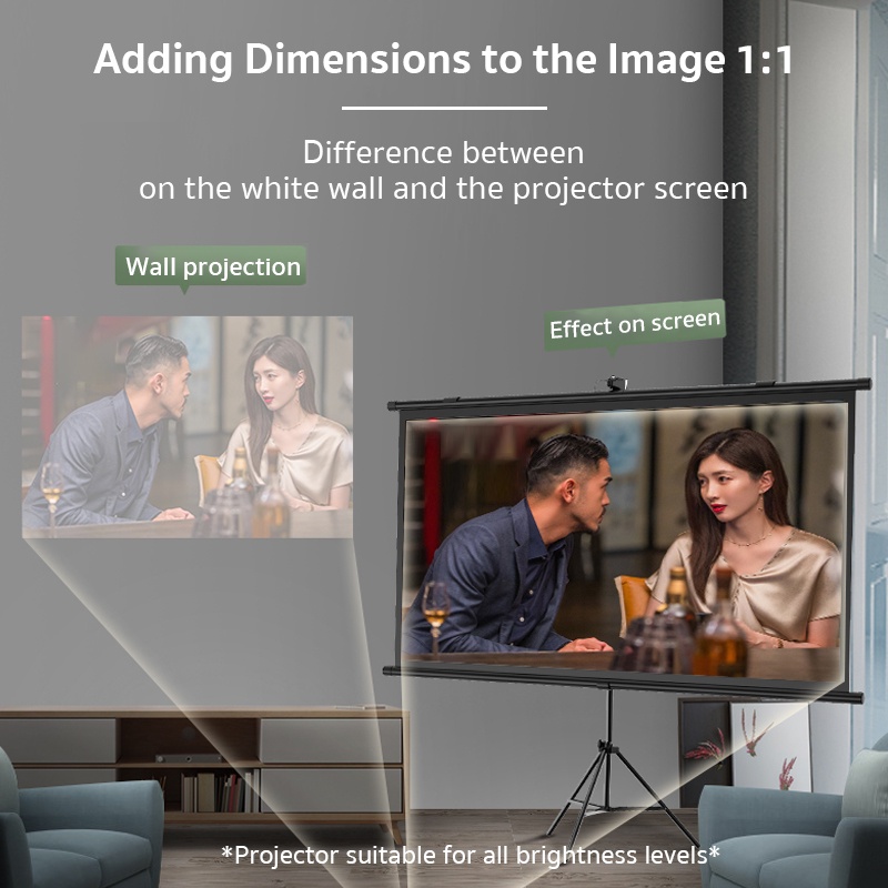 Jiditech 100/84 Inch Projector Screen HD Vivid Color Foldable ...