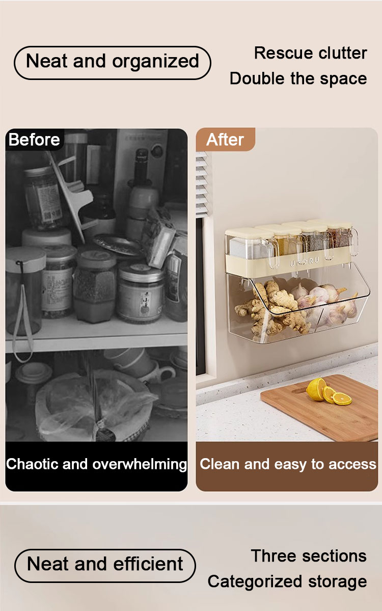 Upgraded Wall Mounted Kitchen Hanging Rack Multifunctional Spice Bottle ...