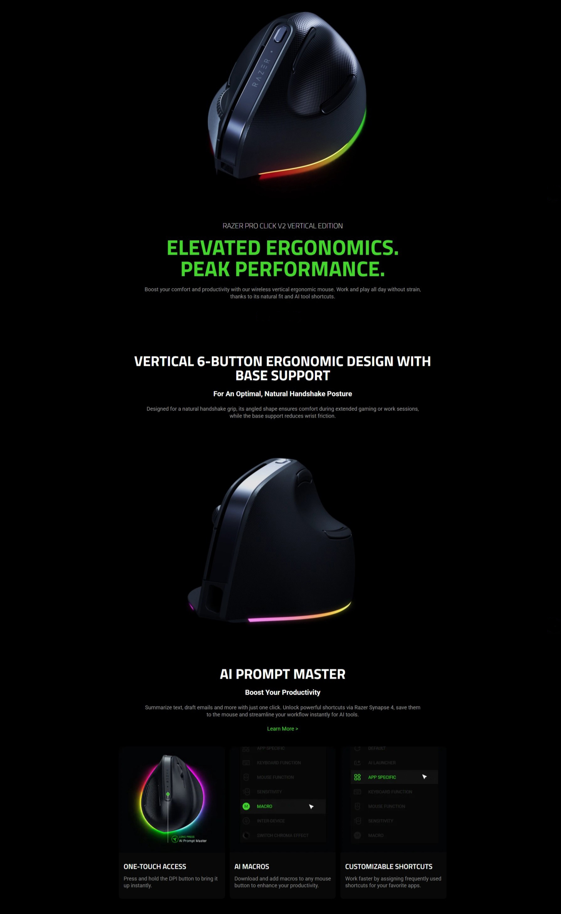 Razer Pro Click V2 - Wireless Productivity Mouse - Vertical Edition ...