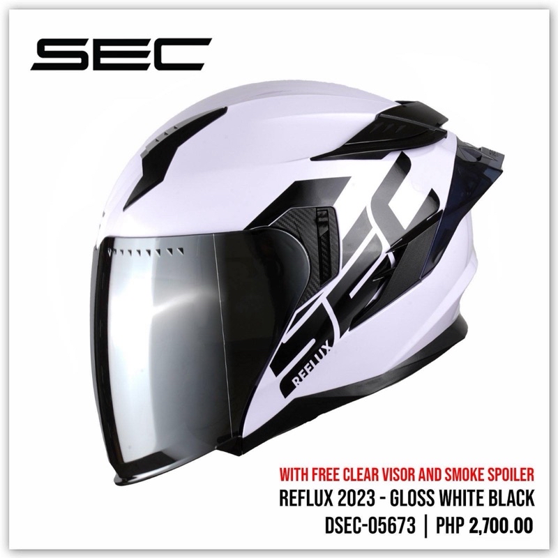 sec reflux half face dual visor helmet with FREE CLEAR LENS & SPOILER ...