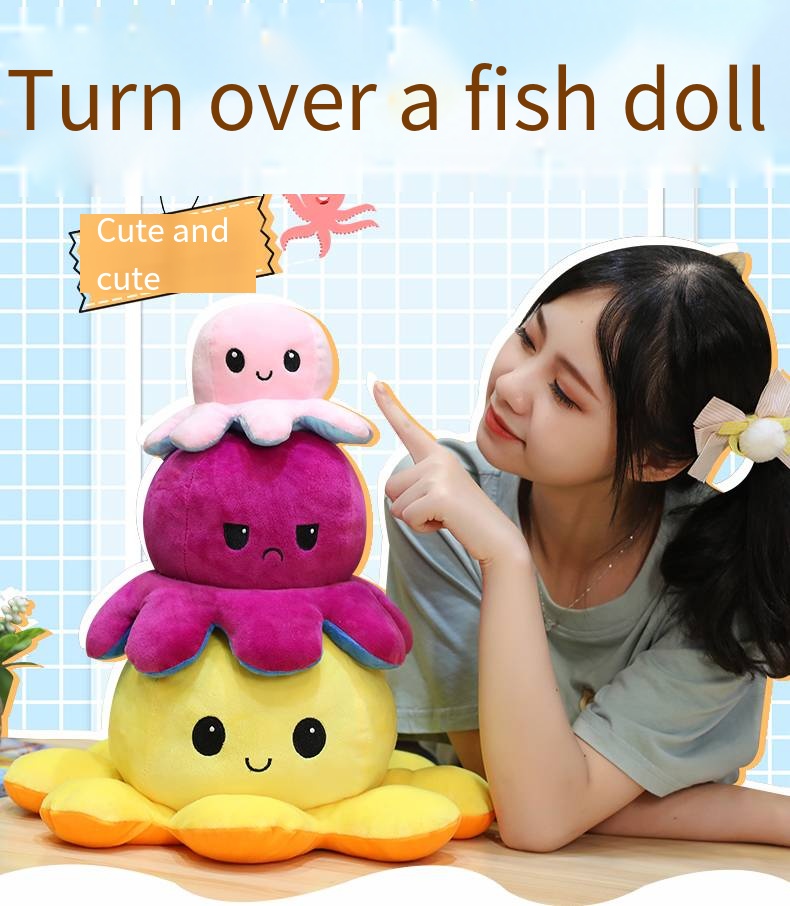 40CM Hug Me Reversible Flip Stuffed Octopus Plush Doll Soft Simulation ...