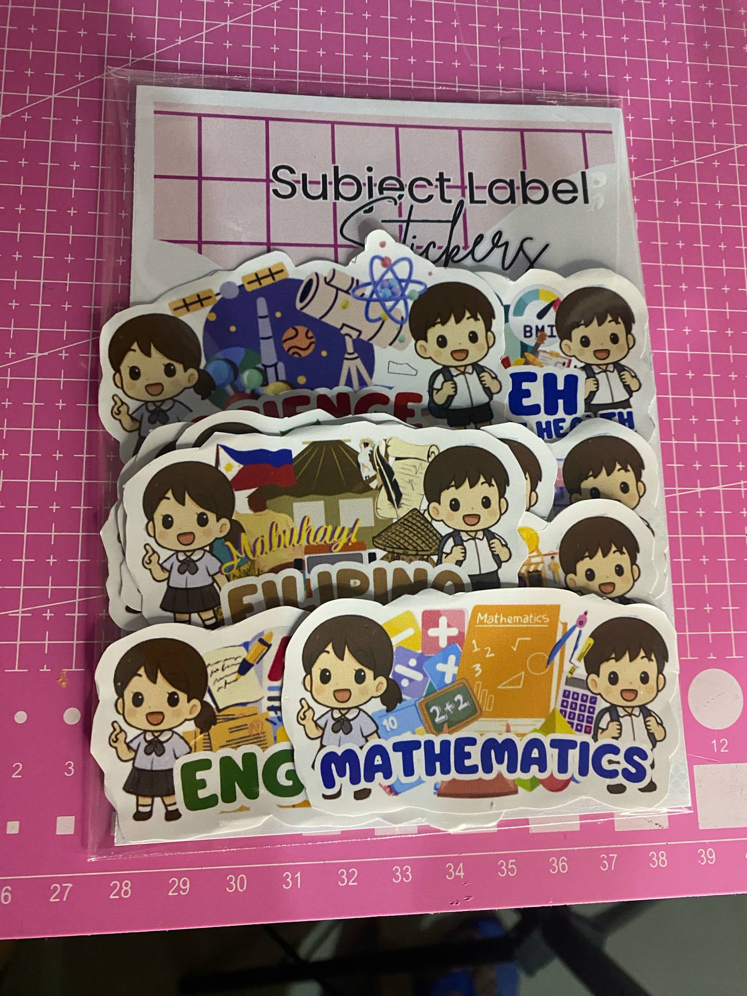 subject label sticker for notebook cold laminated and waterproof ...